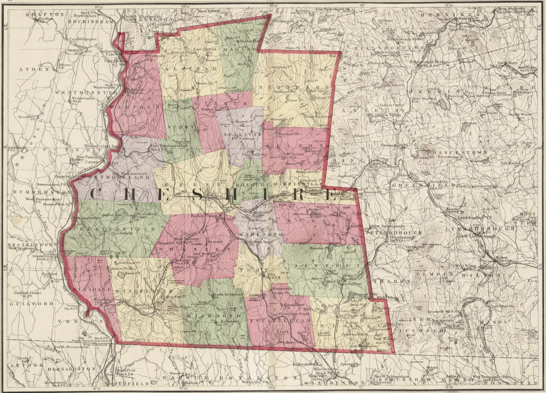 Antique Maps of Walpole, NH – Aaron Howland House